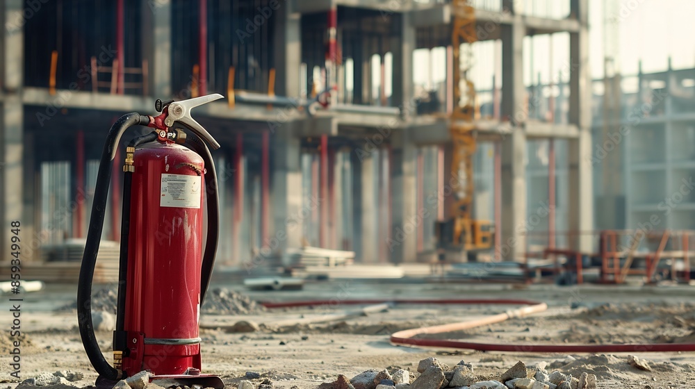 Construction site Fire extinguishing pointRed powder fire extinguisher ...