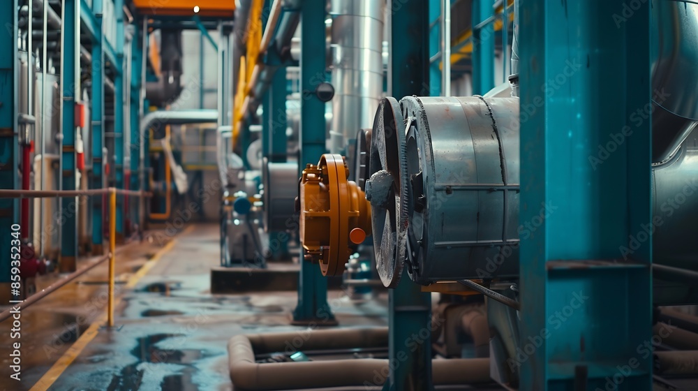 Industrial interior chiller and boiler HVAC heating ventilation air ...