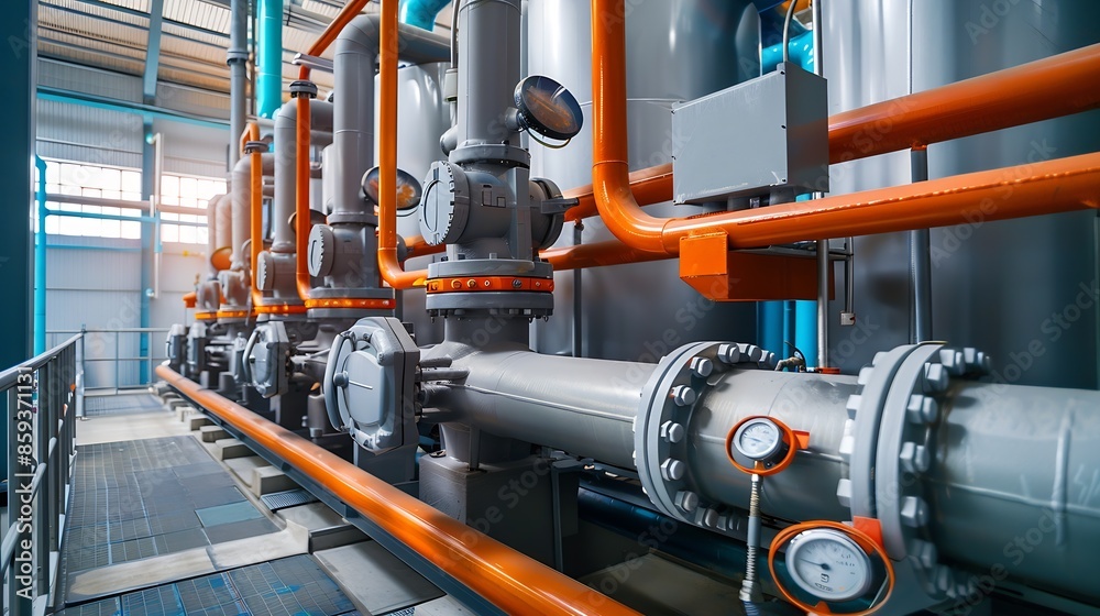 Industrial interior chiller and boiler HVAC heating ventilation air ...
