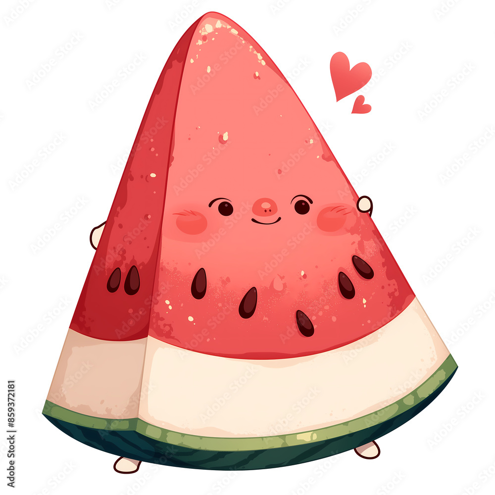 cartoon character clipart drawing of watermelon on an isolated ...