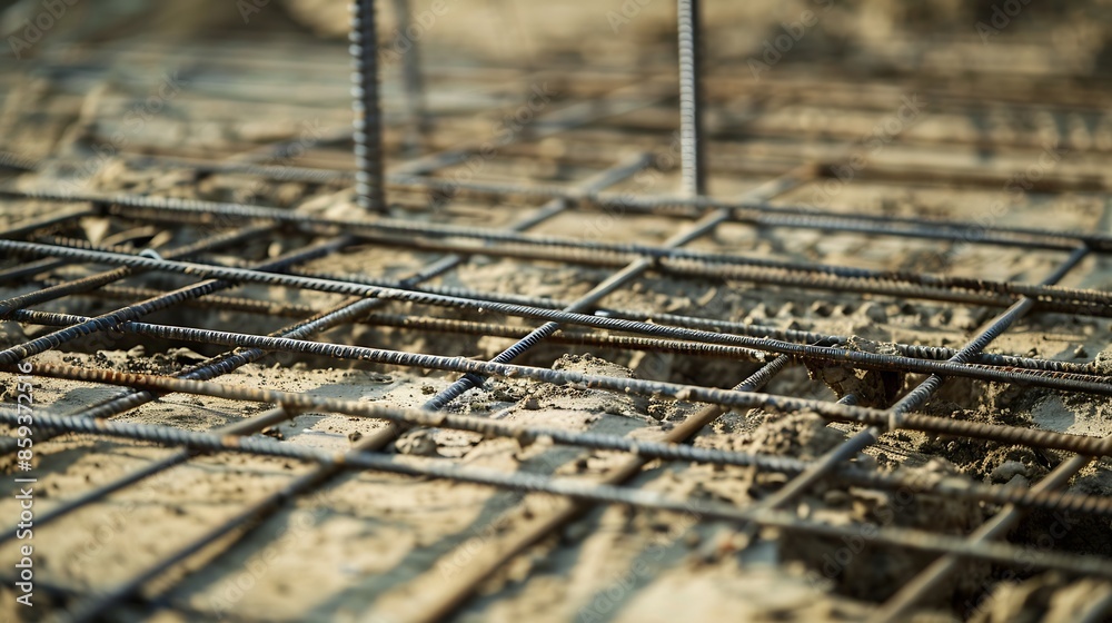 Early stage of construction concrete slab and rebar structures Rebar ...