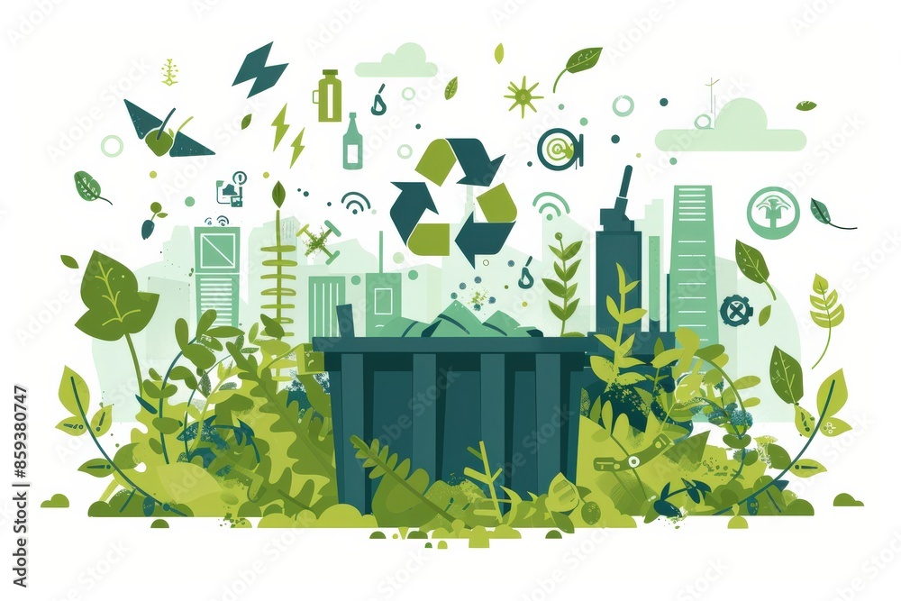 Clipart illustration of recovering resources for renewable energy ...