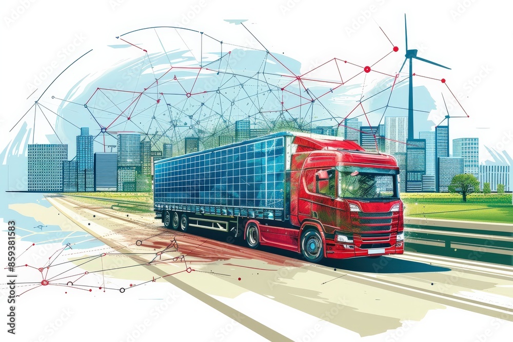 Clipart illustration of innovating the renewable energy supply chain ...