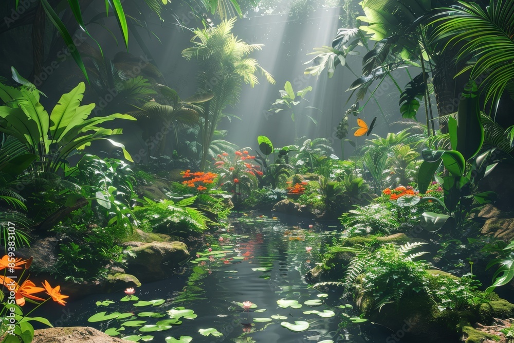 Illustration of a digital ecosystem created by AI, visualizing the ...