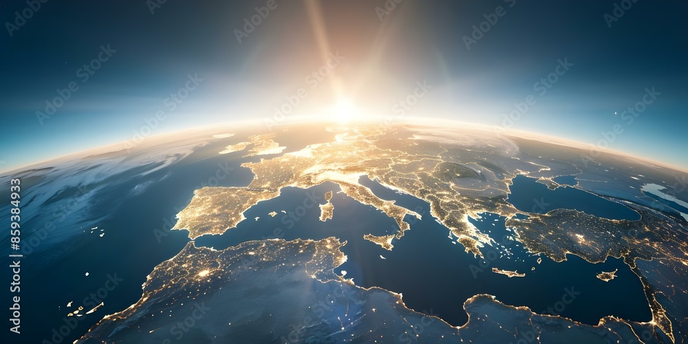 Aerial View of Europe Continent from Space. Concept Europe, Space ...