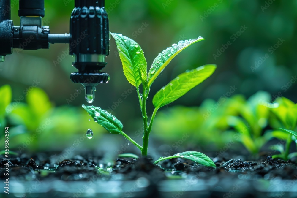 Realistic depiction of AI aiding in plant science research, optimizing ...