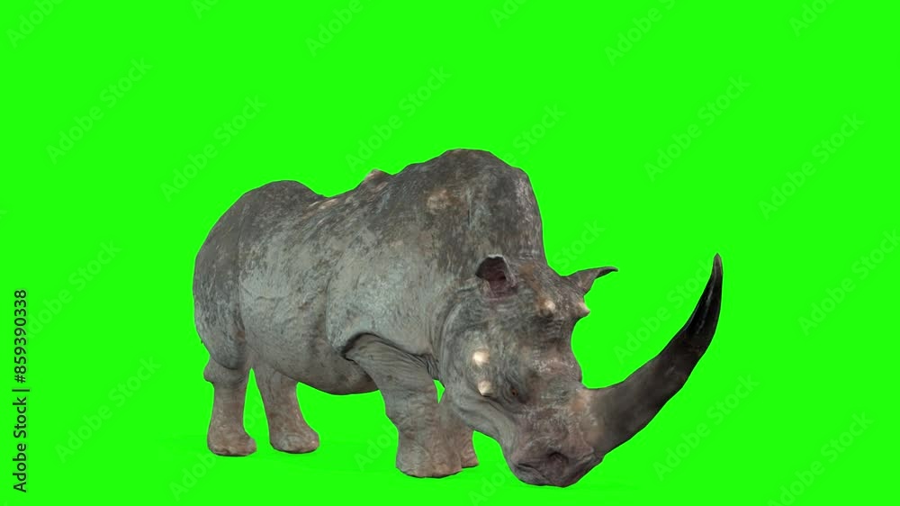 walking,acting,angry wild life rino green screen ot chroma key animal ...