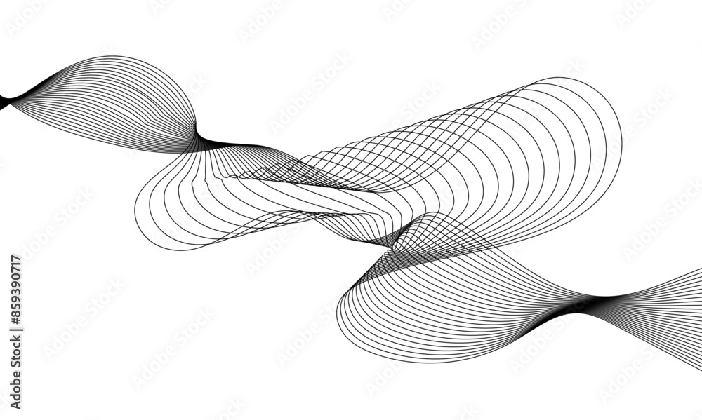 Abstract wavy lines on transparent background with grey smooth element ...