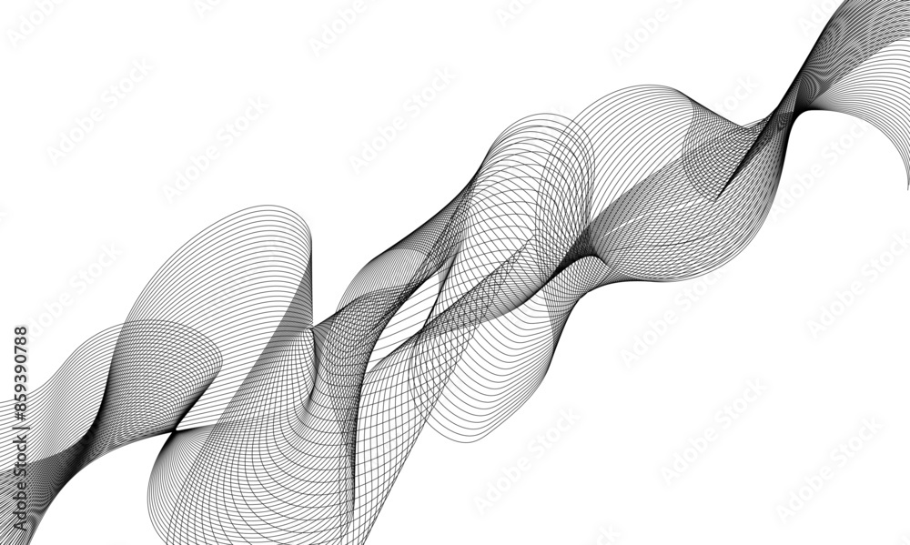 Abstract grey wavy lines on transparent background. Digital frequency ...