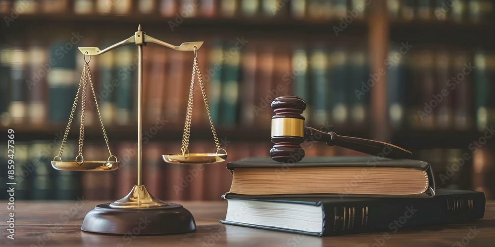 Legal system elements gavel scales books courtroom procedures rule of ...