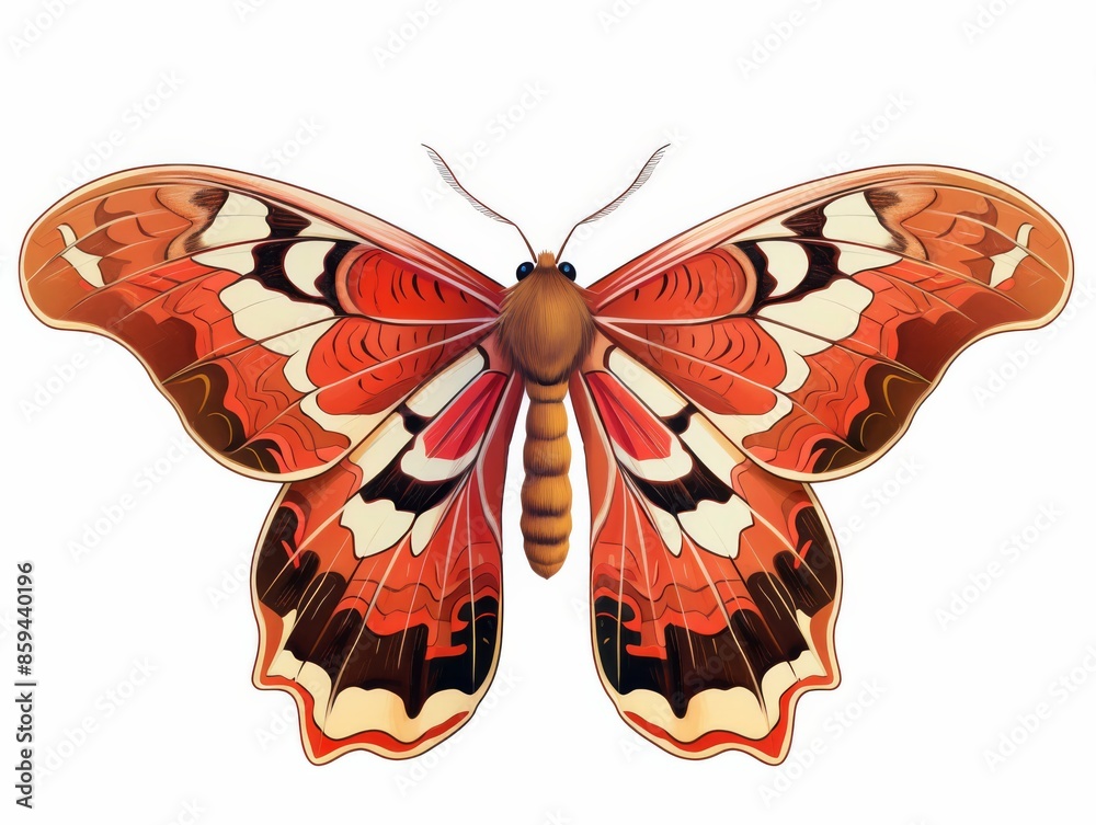 Atlas Moth, clipart, illustration isolate on white background Stock ...