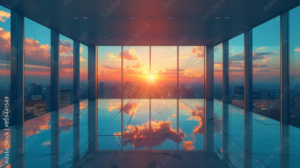 virtual background for Zoom, a room with floor-to-ceiling windows on a ...