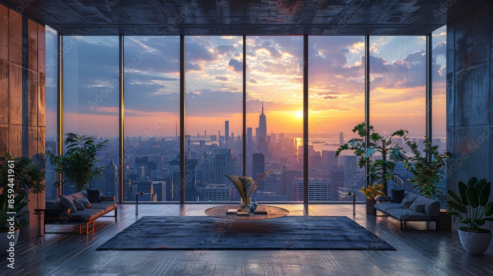 virtual background for Zoom, a room with floor-to-ceiling windows on a ...