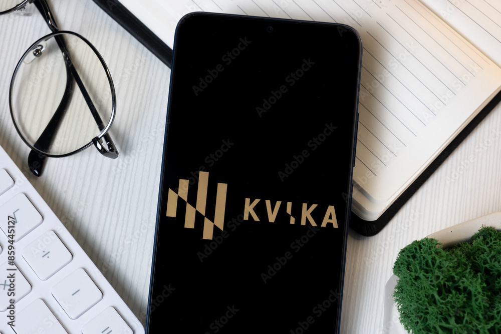 New York, USA - 1 June 2024: Kvika banki Logo on Phone Screen, Company Icon Stock Photo | Adobe ...