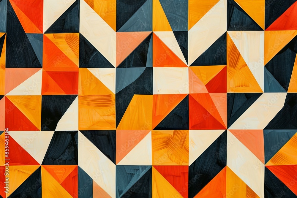 A pattern of overlapping geometric shapes in bold and contrasting ...