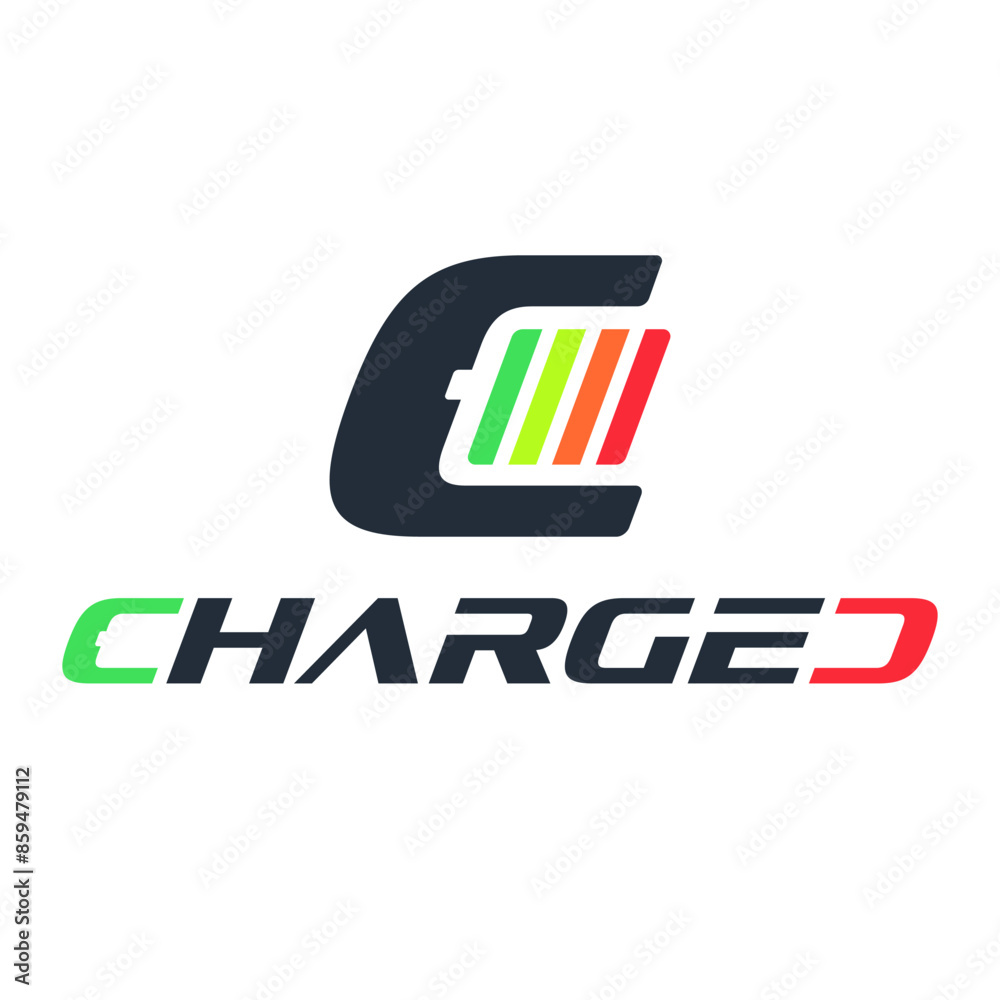 C letter battery logo, c initial negative space battery logo for ...