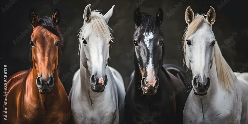 Four horses of different colors symbolizing biblical prophecy in the ...