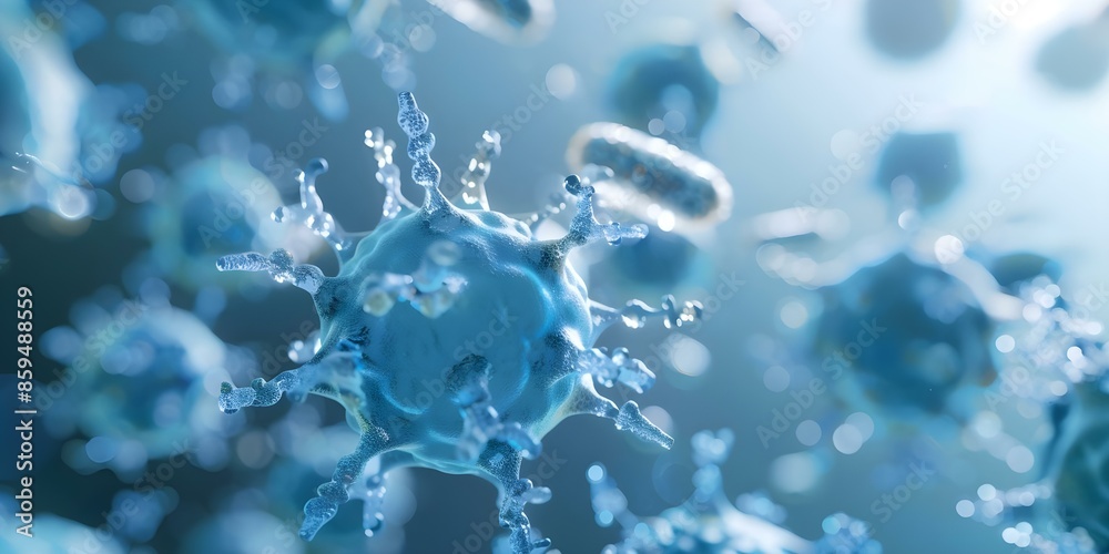 Examining Bacteria Cells Through a Microscope in a Laboratory. Concept ...