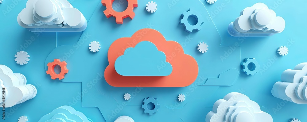 cloud APIs, API analysis, flat design, top view, integration testing ...