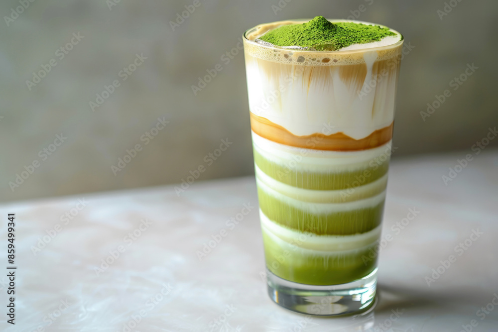 Refreshing Iced Matcha Latte with Sweetened Condensed Milk in Tall ...