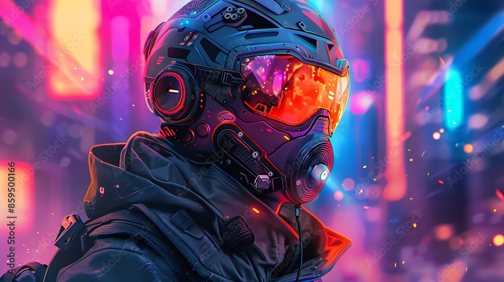 Futuristic 3d gaming abstract background with Caracter and glowing ...