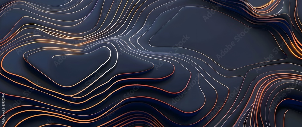 Abstract topographic lines vector background with contour map, ocean ...