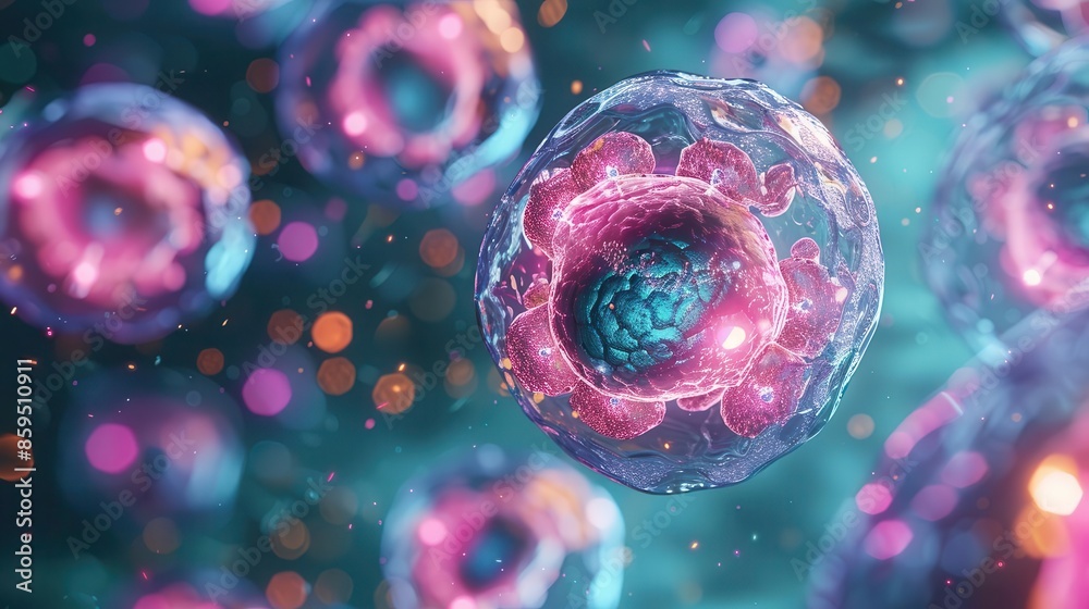 Cell growth during G2 phase, top view, depicting the enlargement and ...