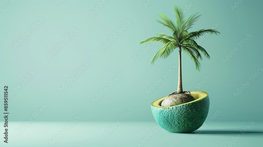 Avocado Tree Pose with Palm Tree Illustration, Tree pose with a palm ...