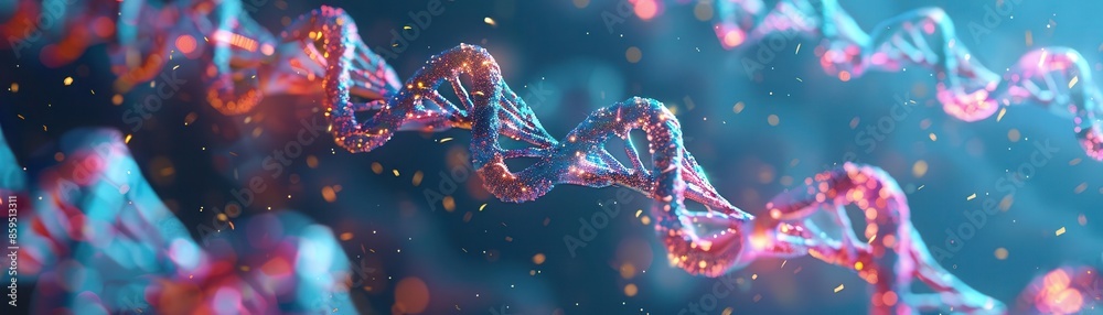 Replication of genetic material in S phase, side view, depicting the ...