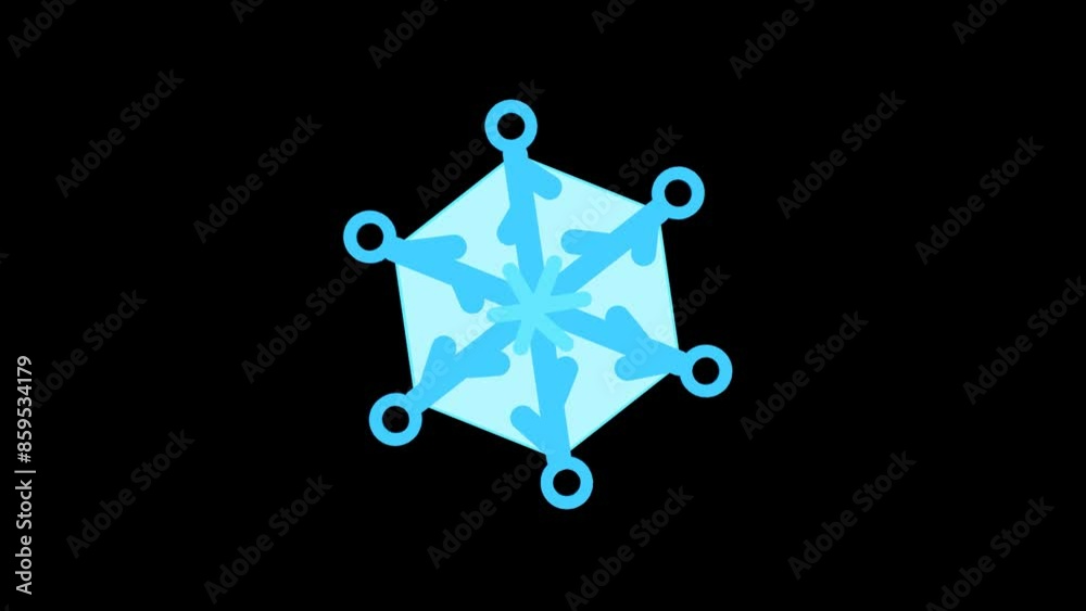 Rotating snowflake shattering on transparent background. Snow particle ...