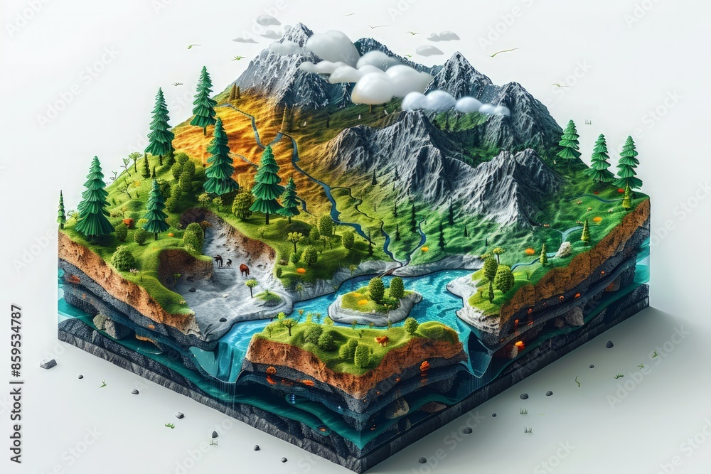 the process of the carbon cycle, showing photosynthesis, respiration ...