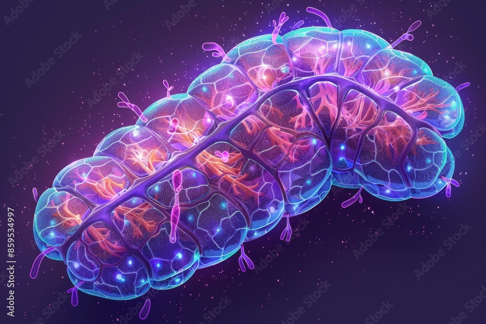 the structure of a mitochondrion, showing outer membrane, inner ...