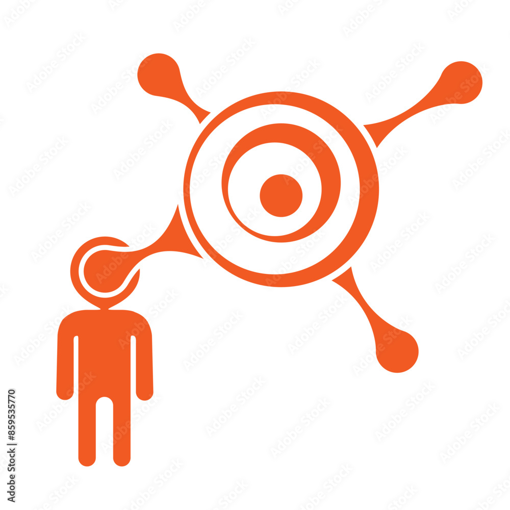 Vetor de loud announcement - stick figure human silhouette connected to ...