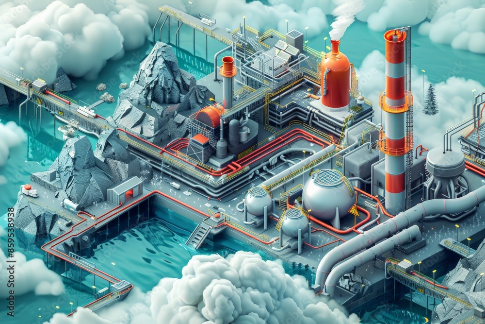 the process of hydrogen production via electrolysis, showing water ...
