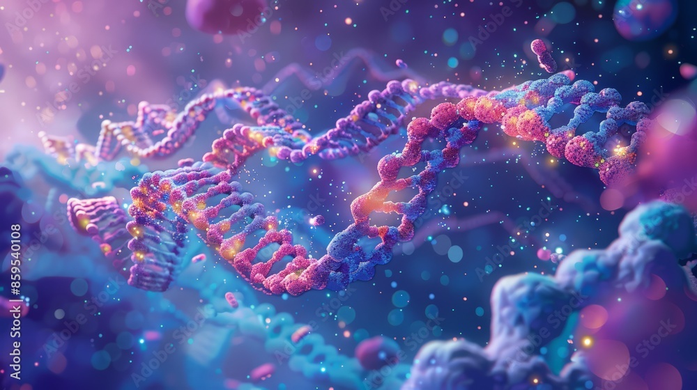 the process of DNA replication, showing unwinding, complementary base ...