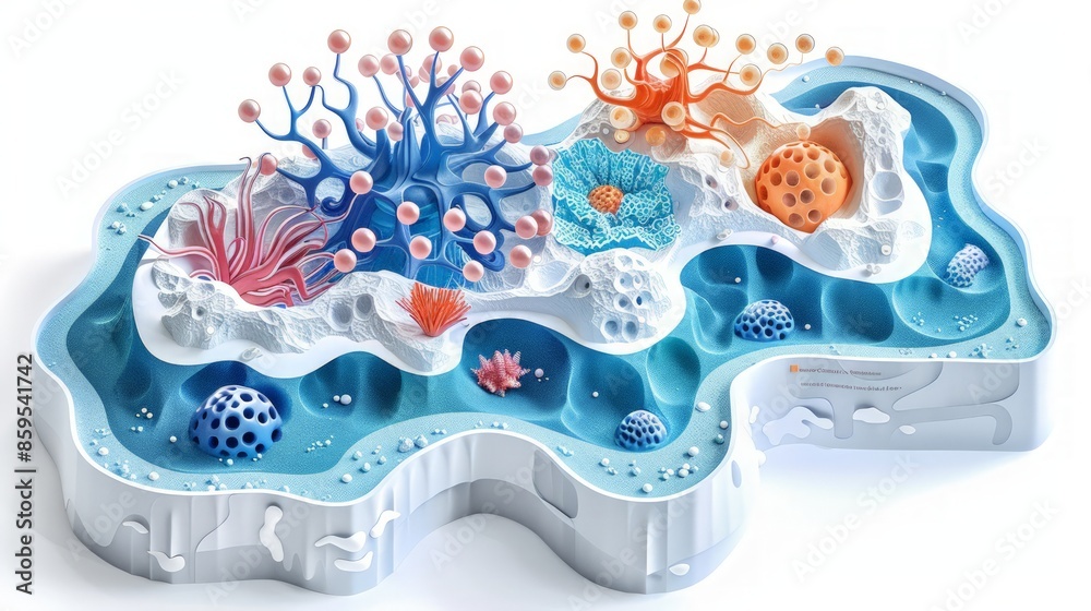 the process of cell division, showing interphase, prophase, metaphase ...