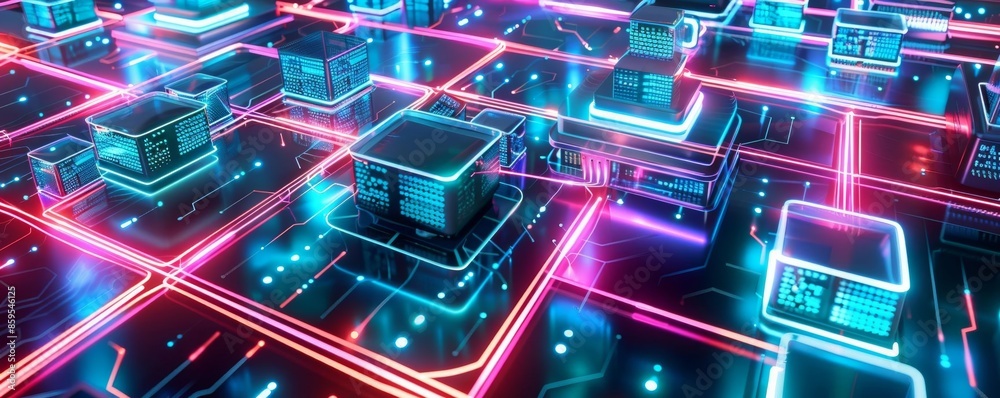 High-tech data center with interconnected Kubernetes clusters ...