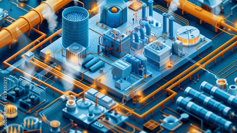 the process of hydrogen production via electrolysis, showing water ...