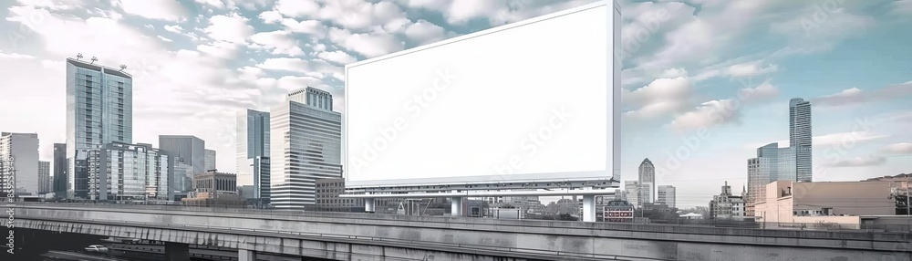 Large blank billboard on a freeway in Little Rock, with the city ...
