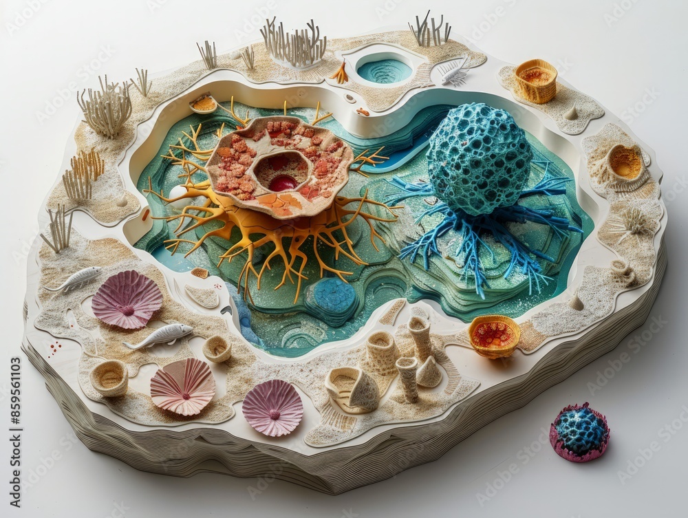 the process of cell division, showing interphase, mitosis, cytokinesis ...