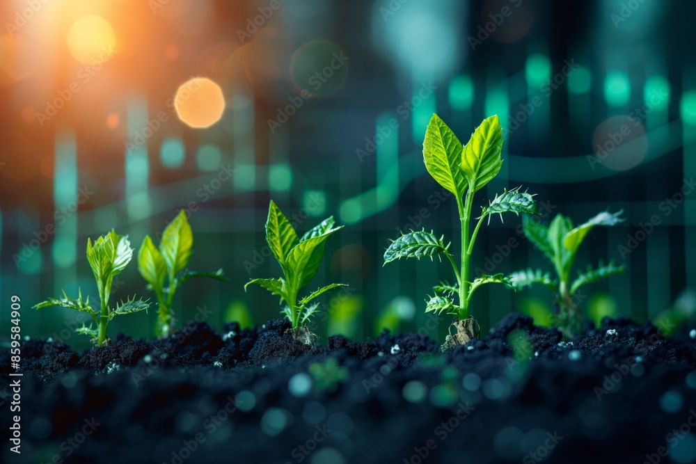 Multiple stages of plant growth depicted in a line to represent ...