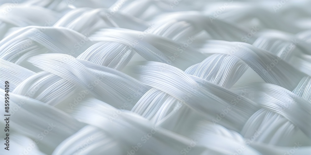 Extreme Close-Up of Interwoven White Synthetic Cotton Fabric Fibers ...