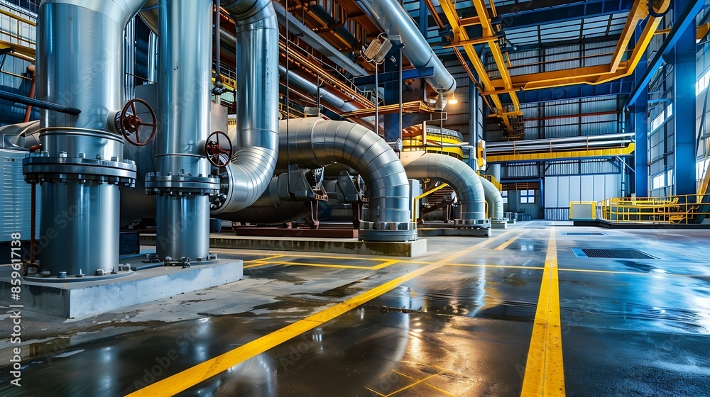 Industrial interior chiller and boiler HVAC heating ventilation air ...