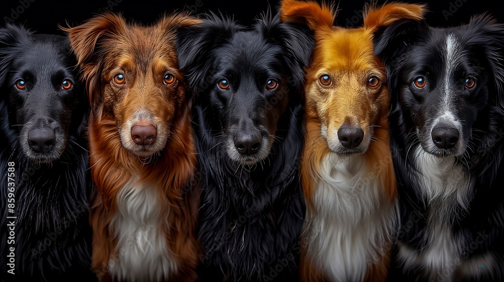 Five Elegant Dogs With Unique Color Patterns Stock Photo | Adobe Stock