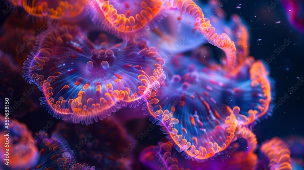 Neon Marine Life Deep Sea Exploration: A photo of neon-colored marine ...