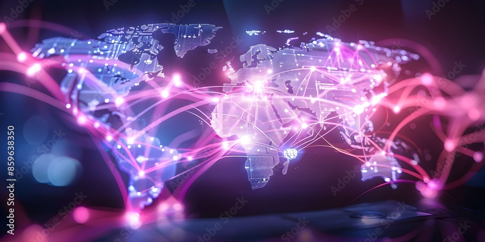 World Map Highlighting Trade Routes Illustrating Global ...
