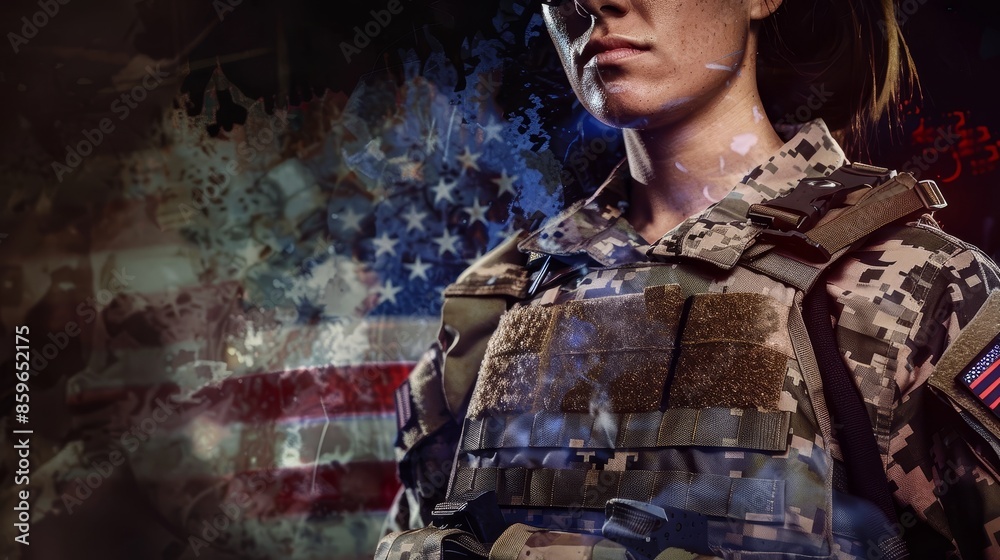 Powerful and dramatic double exposure artwork featuring a female ...