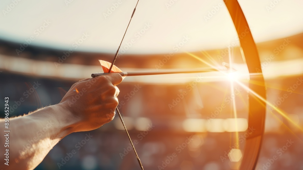 Athlete releasing an arrow from a bow, capturing precision and motion ...