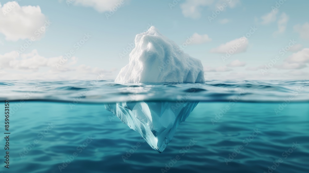 Beautiful iceberg in the ocean, its massive hidden bulk beneath the ...