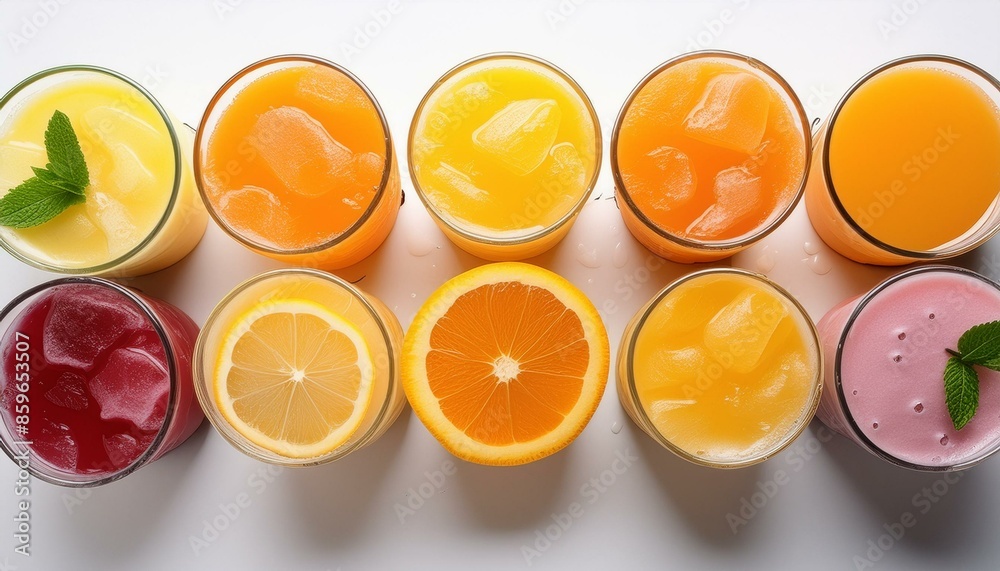 ice cold mix fruit smoothie cocktail with lemon and orange juice ...